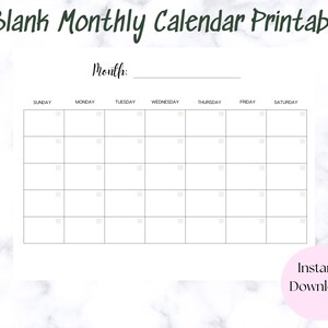 Blank Calendar Page | Monthly Calendar Printable | Minimalist Calendar ...