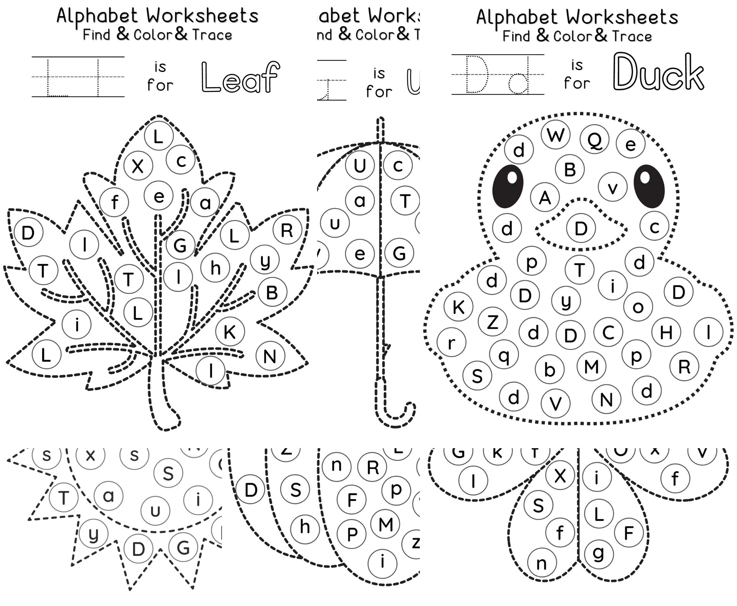 Printable Alphabet Worksheets, Find the Letter ABC Activities, Phonics ...