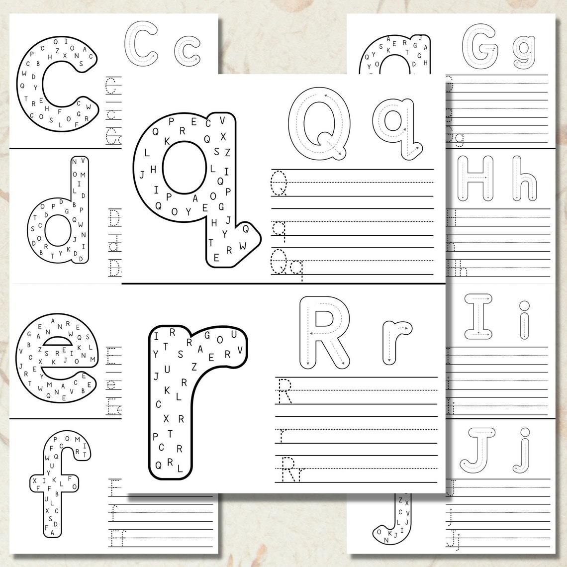 Printable Find and Trace and Write Alphabet Worksheets, Handwriting ...