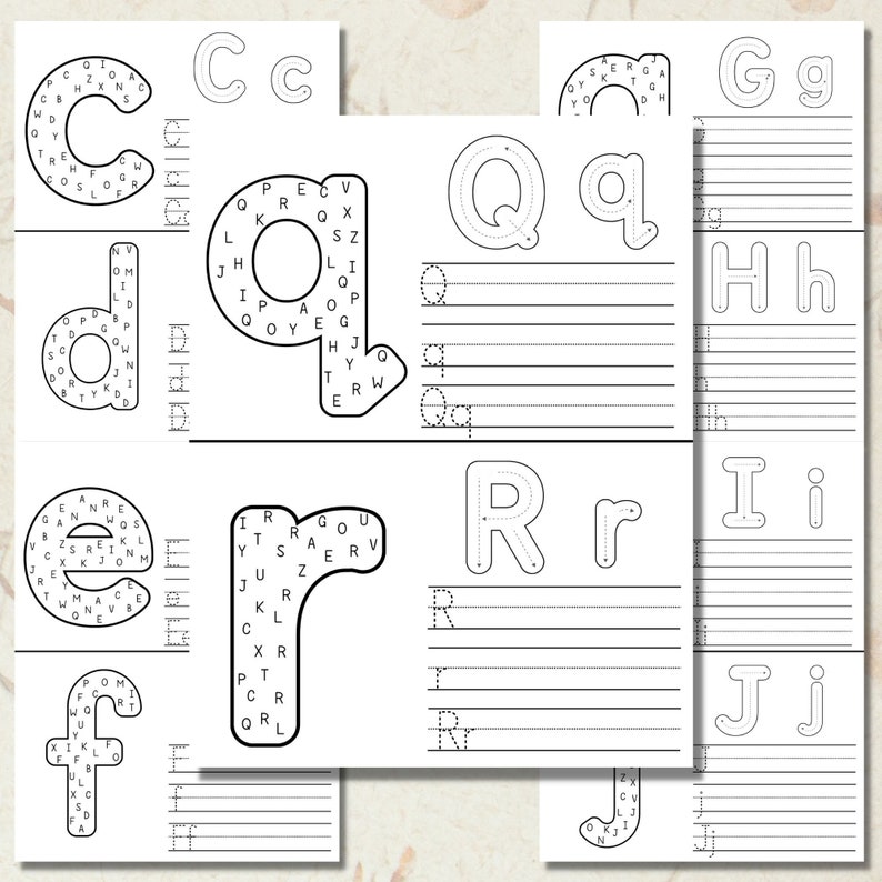 Printable Find and Trace and Write Alphabet Worksheets, Handwriting ...