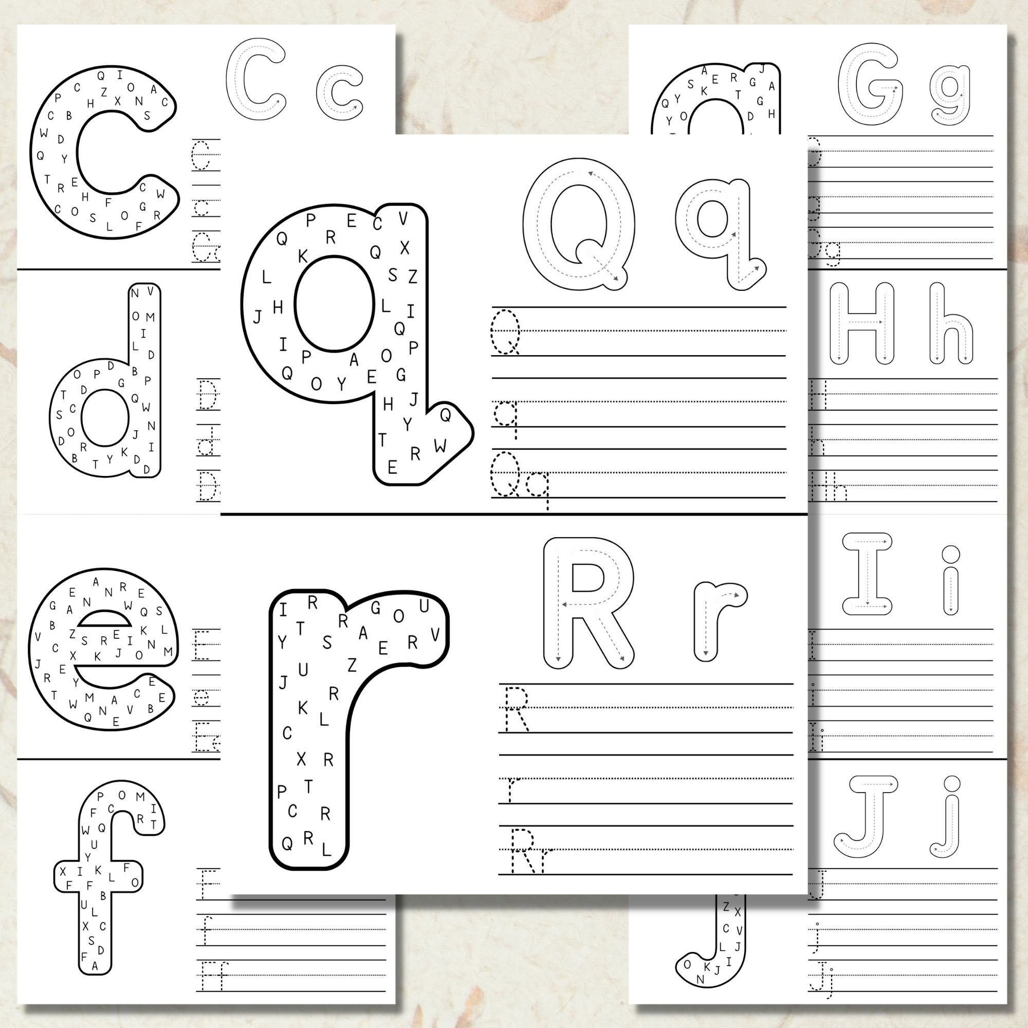 Printable Find and Trace and Write Alphabet Worksheets, Handwriting ...
