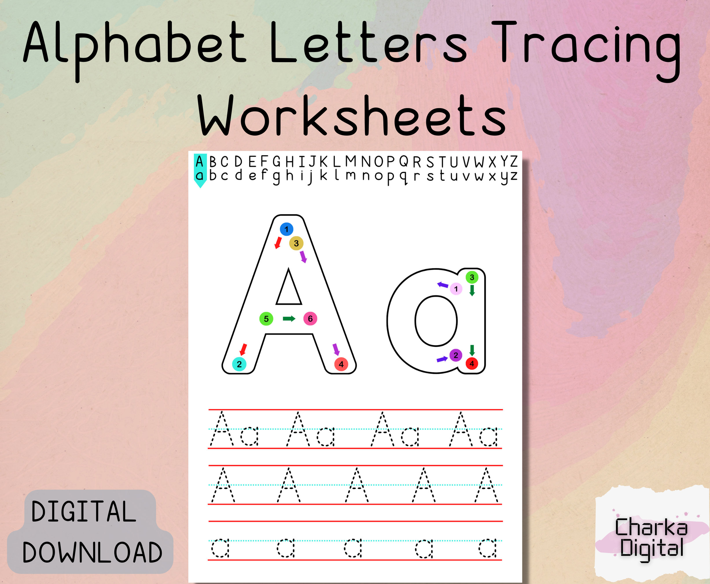 Printable Alphabet Letters Tracing Worksheets, Handwritting Practice ...