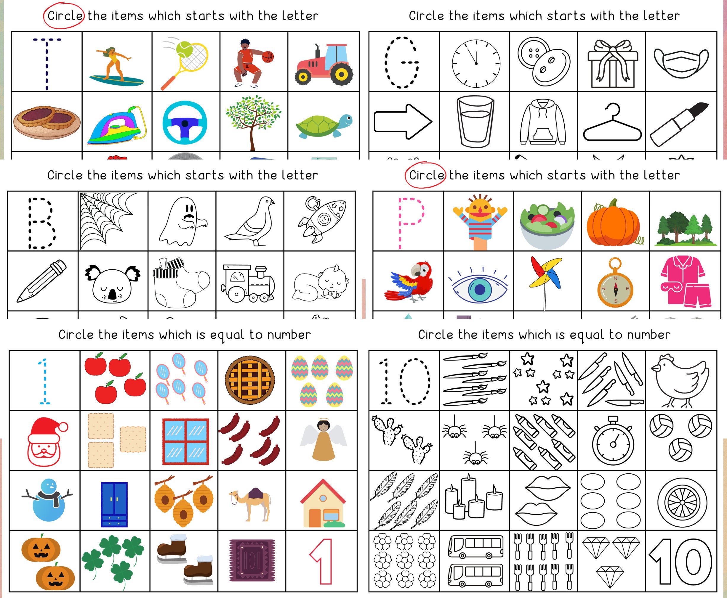 Printable Beginning Sounds Worksheets, Counting Activity, Letters and ...