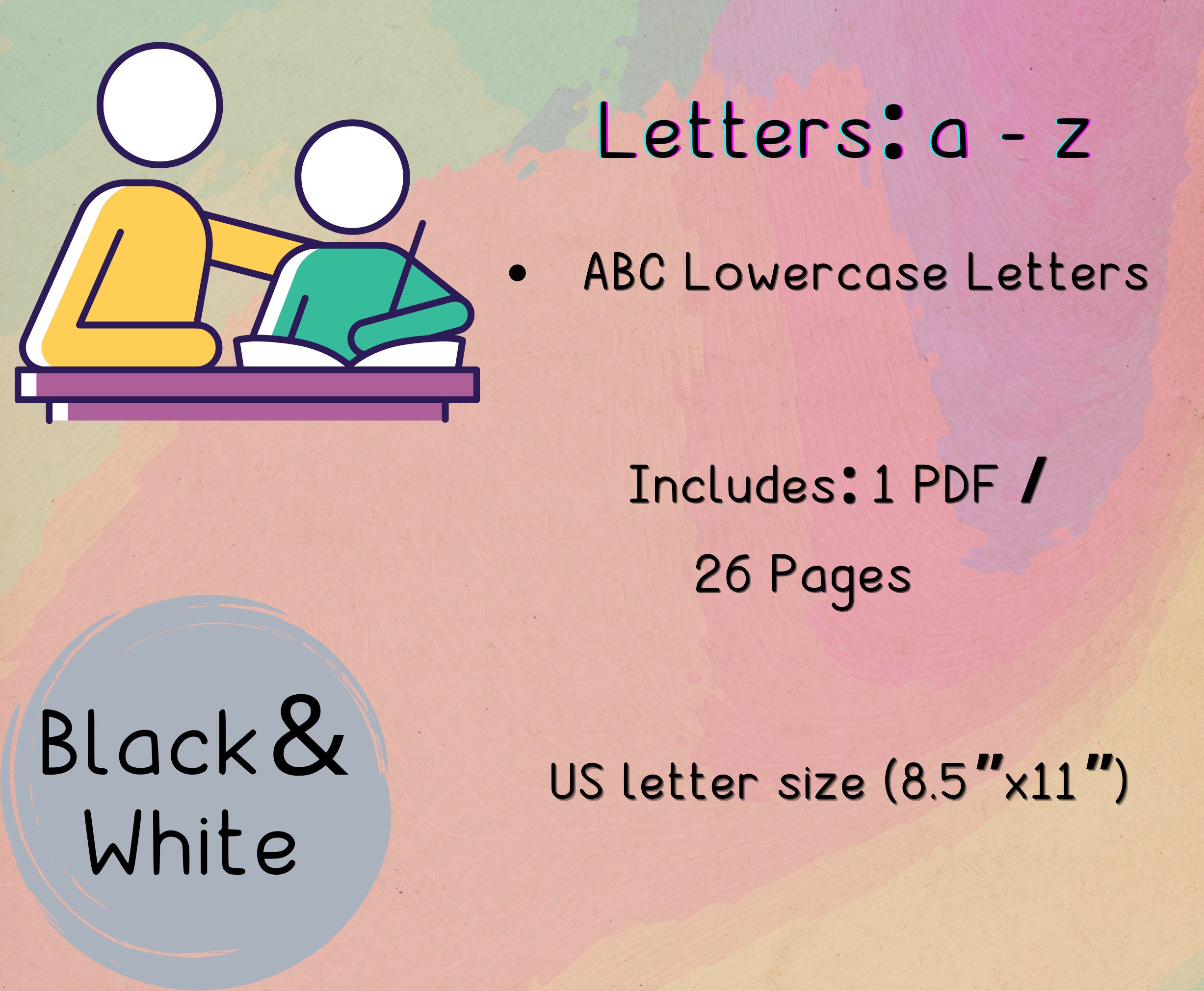 Printable Lowercase Letters, Digital Alphabet Letters, 26 Pages, ABC ...
