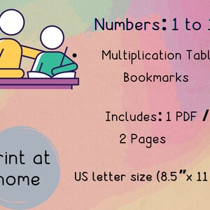 Printable Multiplication Table Bookmarks, 1 to 10 Times Table Chart ...