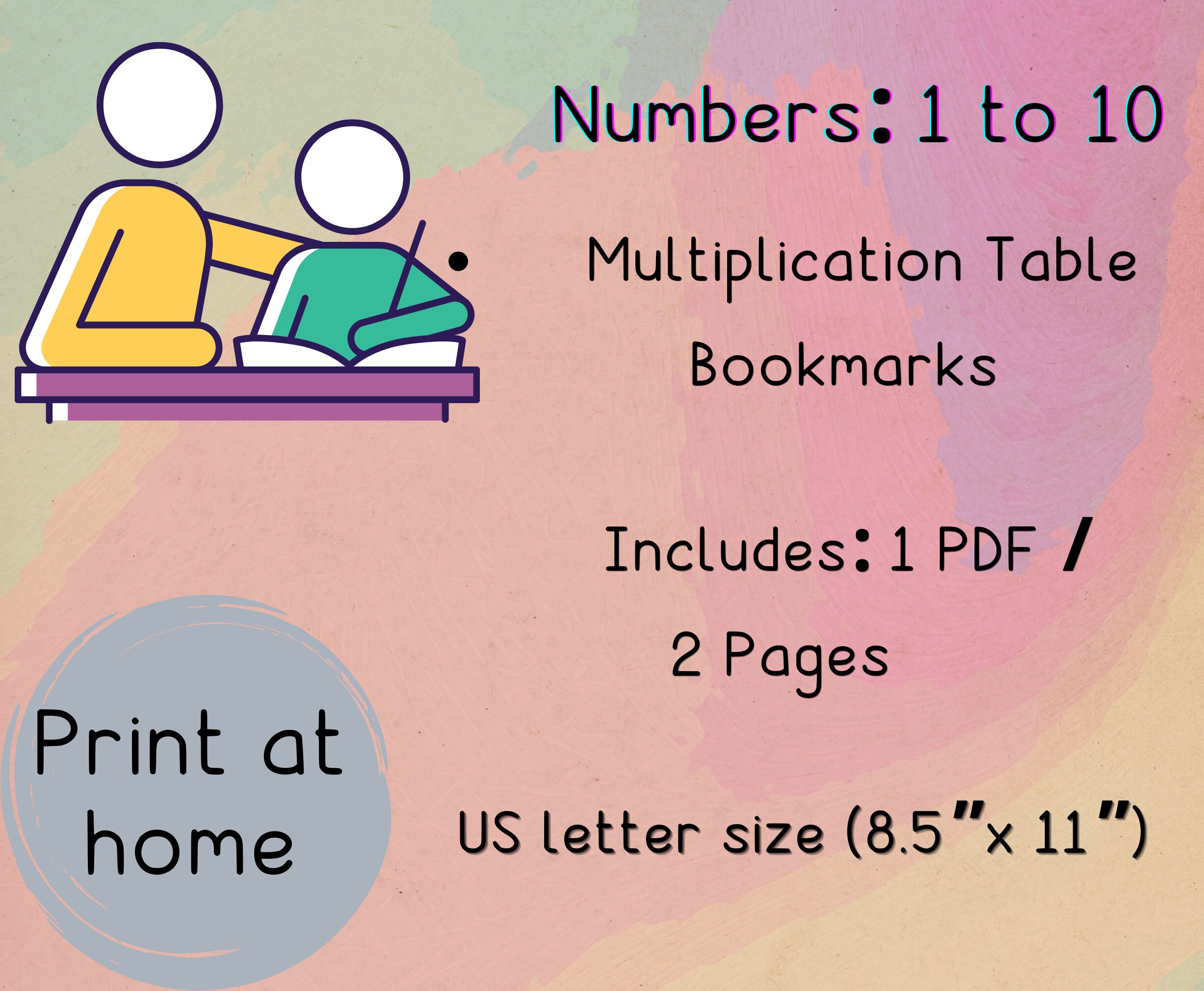 Printable Multiplication Table Bookmarks, 1 to 10 Times Table Chart ...