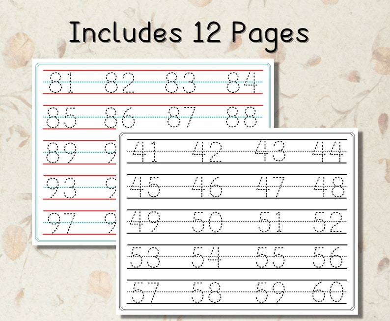 Printable Numbers Tracing Pages 0 to 100, Handwriting Practice ...
