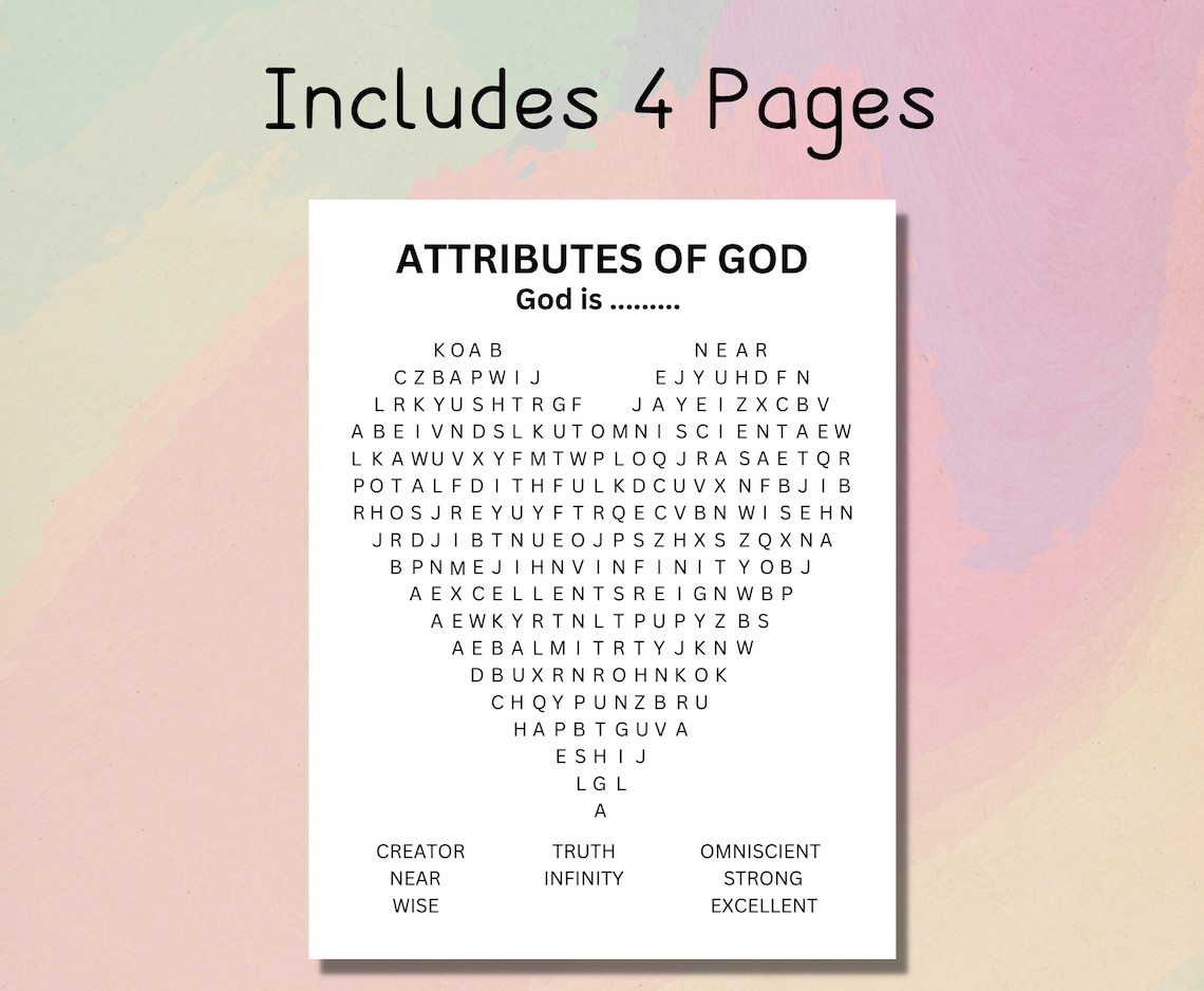 Printable Attributes of God Word Search Puzzle, Names of God for Kids ...