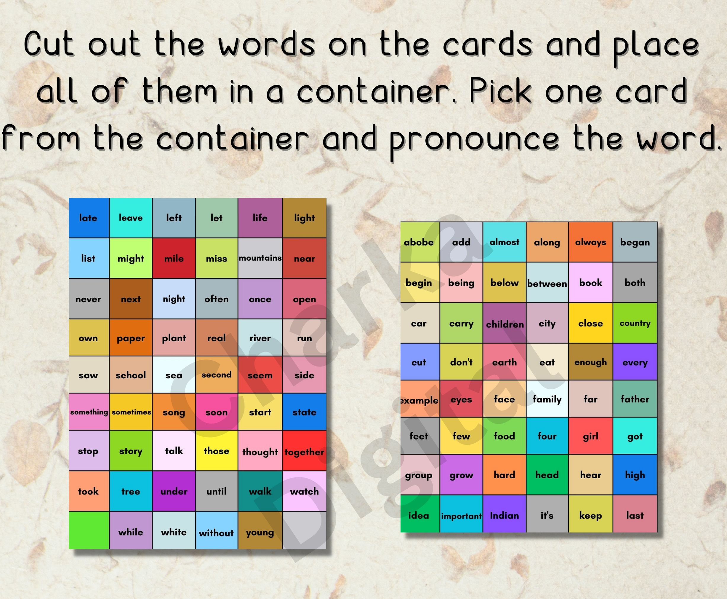 Printable Fry 3rd 100 Sight Words Bingo Cards, Educational Game, 2nd ...