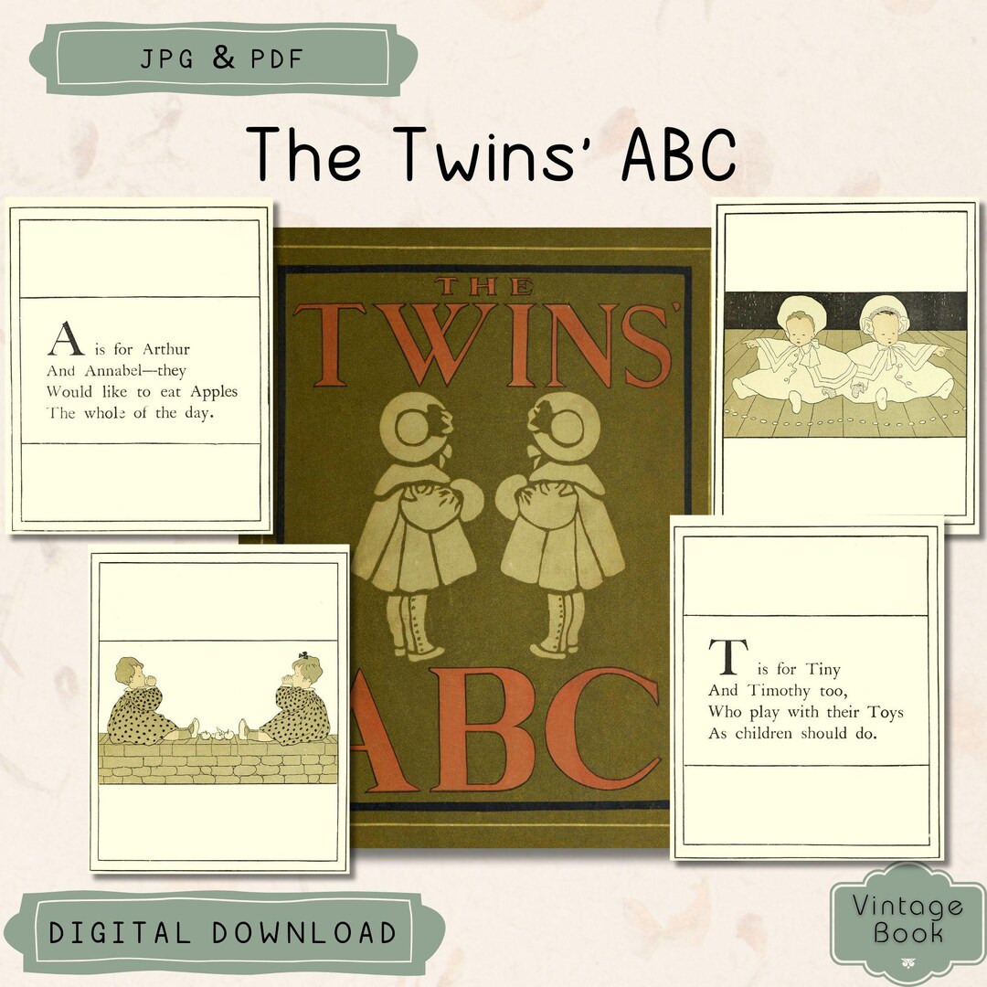 Vintage 1904 "the Twins' Abc" Alphabet Book, Printable Illustrated ...