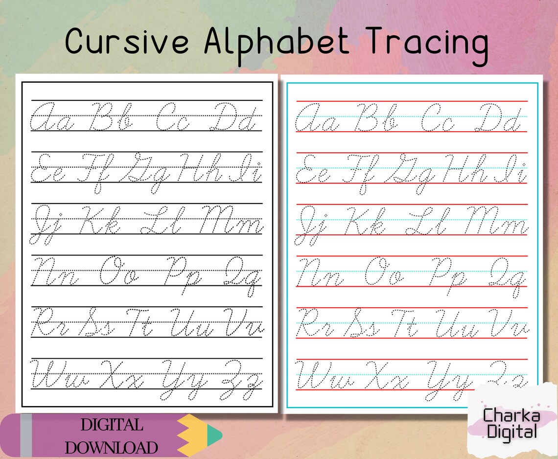 Printable Cursive Alphabet Tracing Page, Handwriting Practice, ABC ...