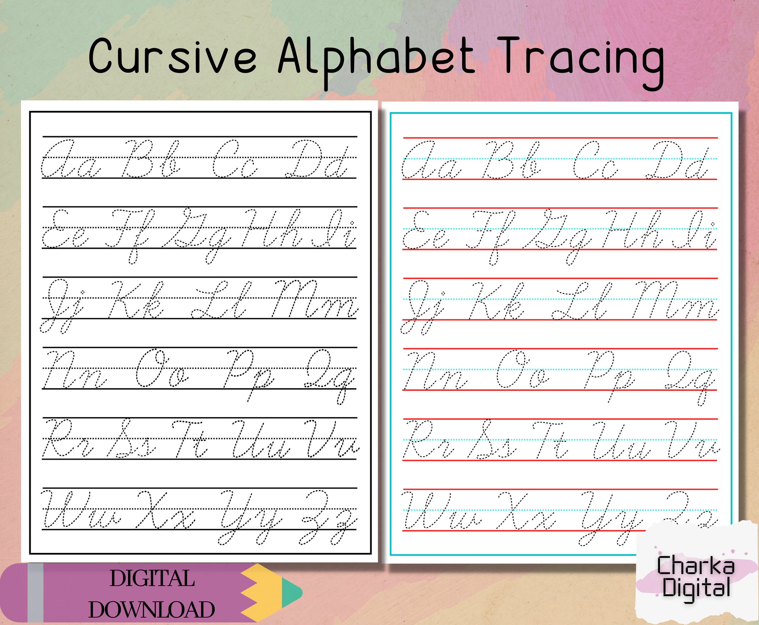 Printable Cursive Alphabet Tracing Page, Handwriting Practice, ABC ...
