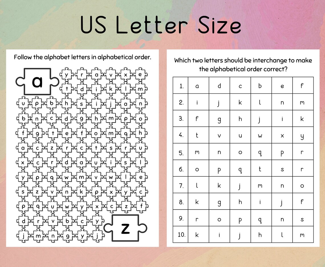 Printable Alphabet Sequencing Worksheets, Alphabetical Order Practice ...
