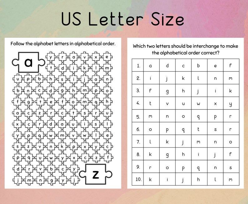 Printable Alphabet Sequencing Worksheets, Alphabetical Order Practice ...