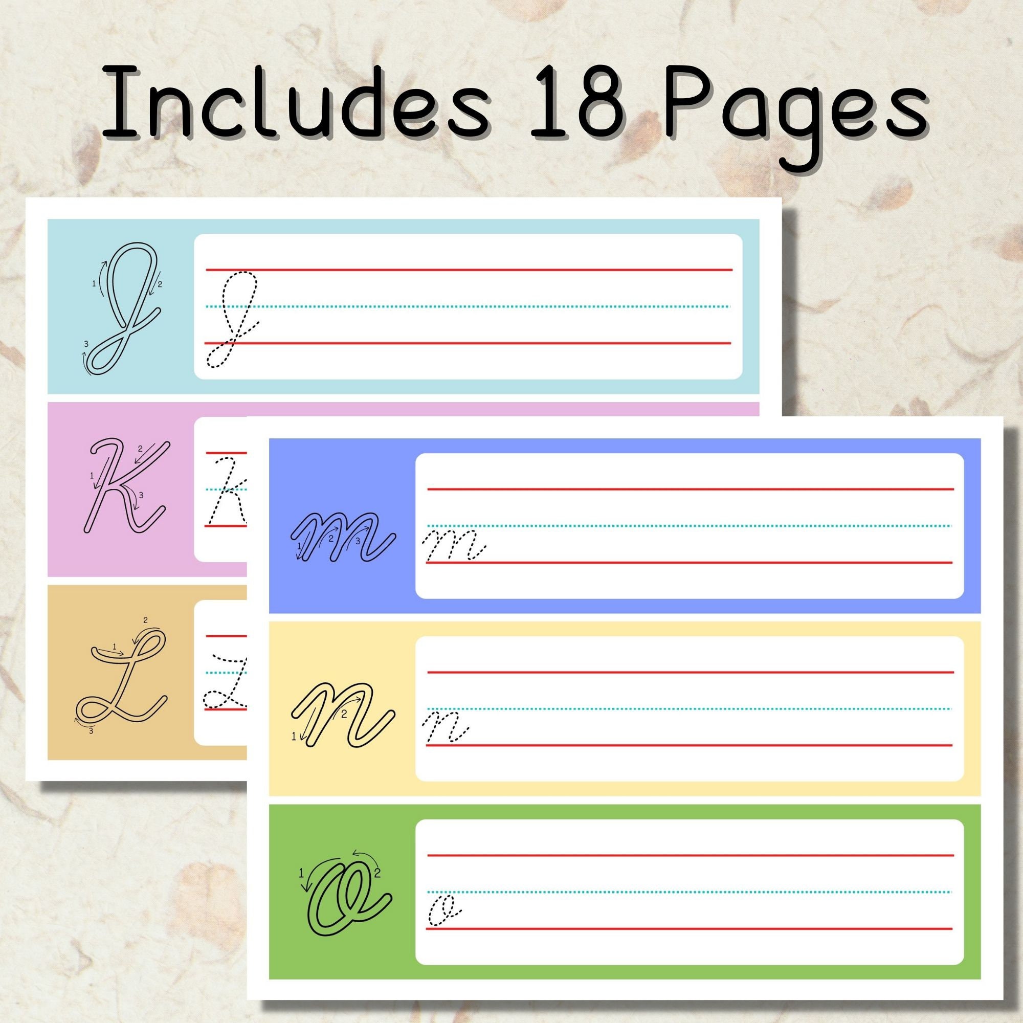 Printable Cursive Alphabet Letters Handwriting Practice, Uppercase and ...