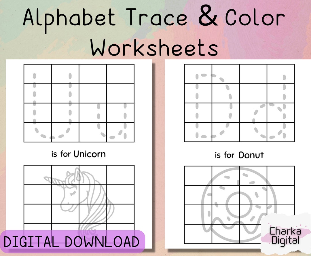 Printable Alphabet Trace and Color Worksheets, Beginning Sounds ...