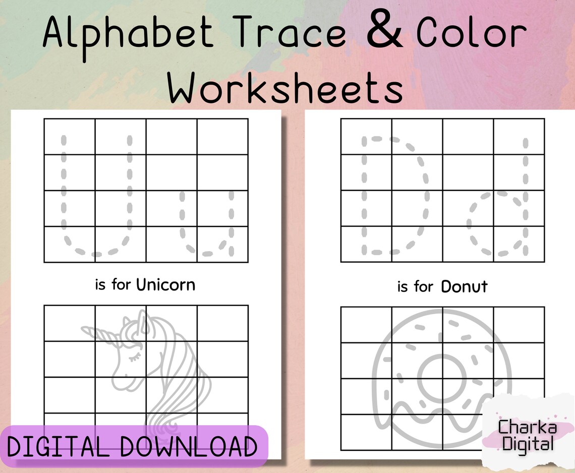 Printable Alphabet Trace and Color Worksheets, Beginning Sounds ...