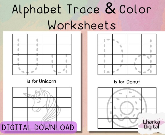 Printable Alphabet Trace and Color Worksheets Beginning - Etsy
