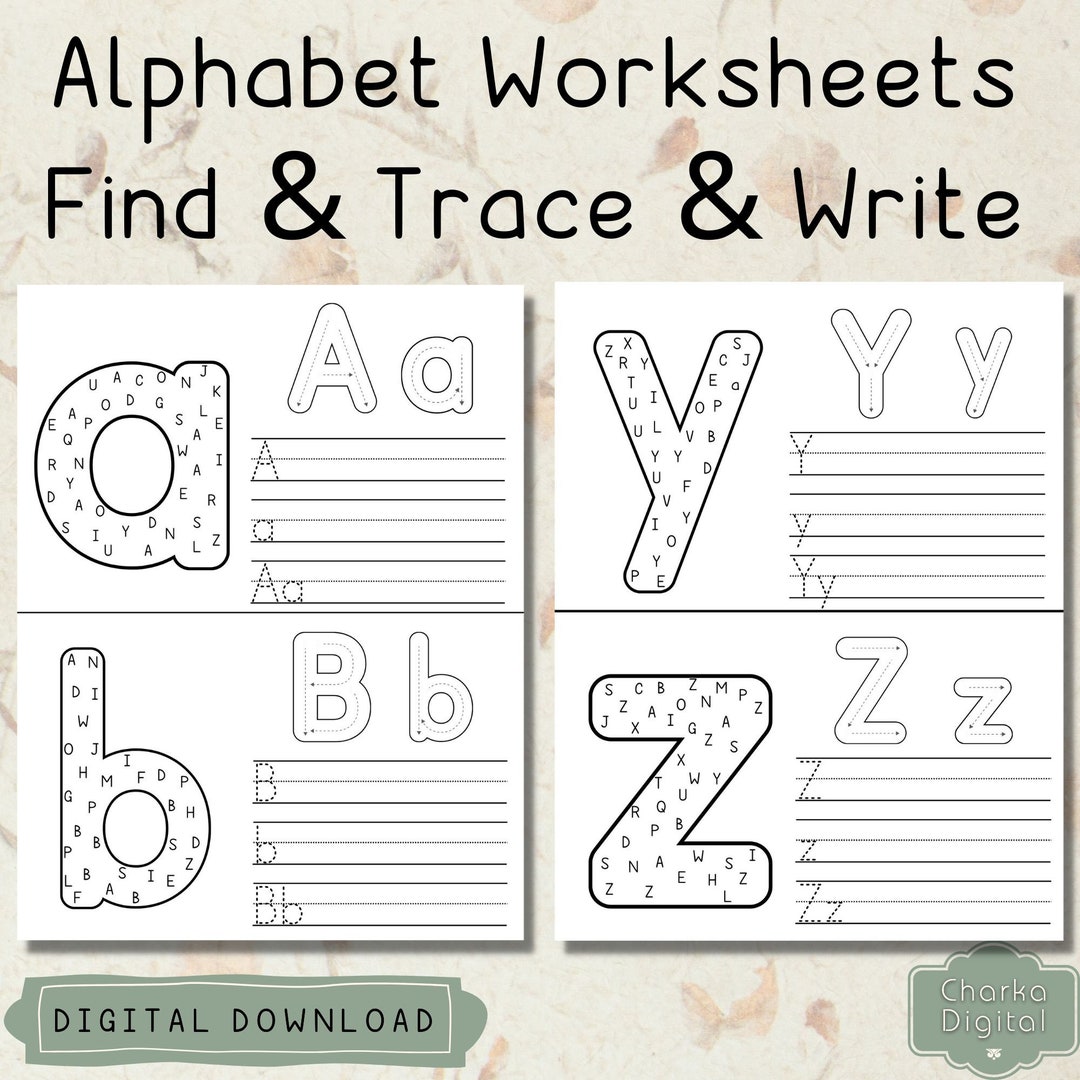 Printable Find and Trace and Write Alphabet Worksheets, Handwriting ...
