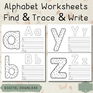 Printable Find and Trace and Write Alphabet Worksheets, Handwriting ...