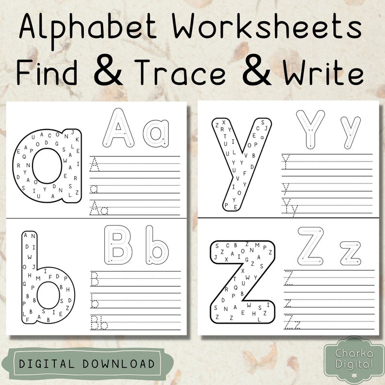 Printable Find and Trace and Write Alphabet Worksheets, Handwriting ...