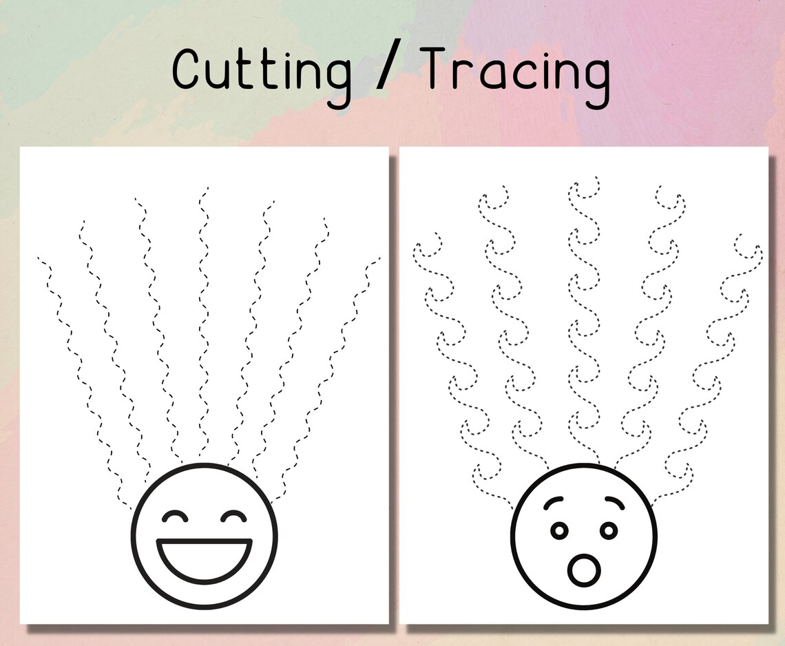 Pre-writing Line Tracing and Cutting Worksheets, Handwritting Practice ...