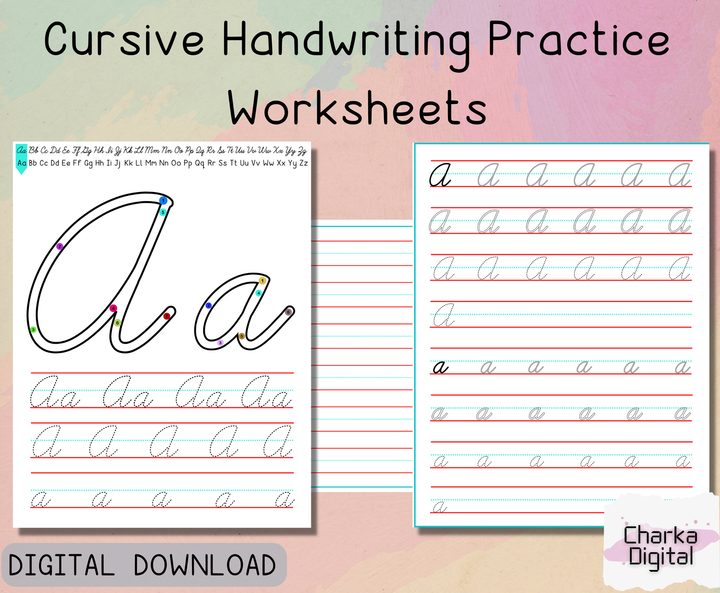 Cursive Handwriting Practice Worksheets, Cursive Alphabet Letters ...