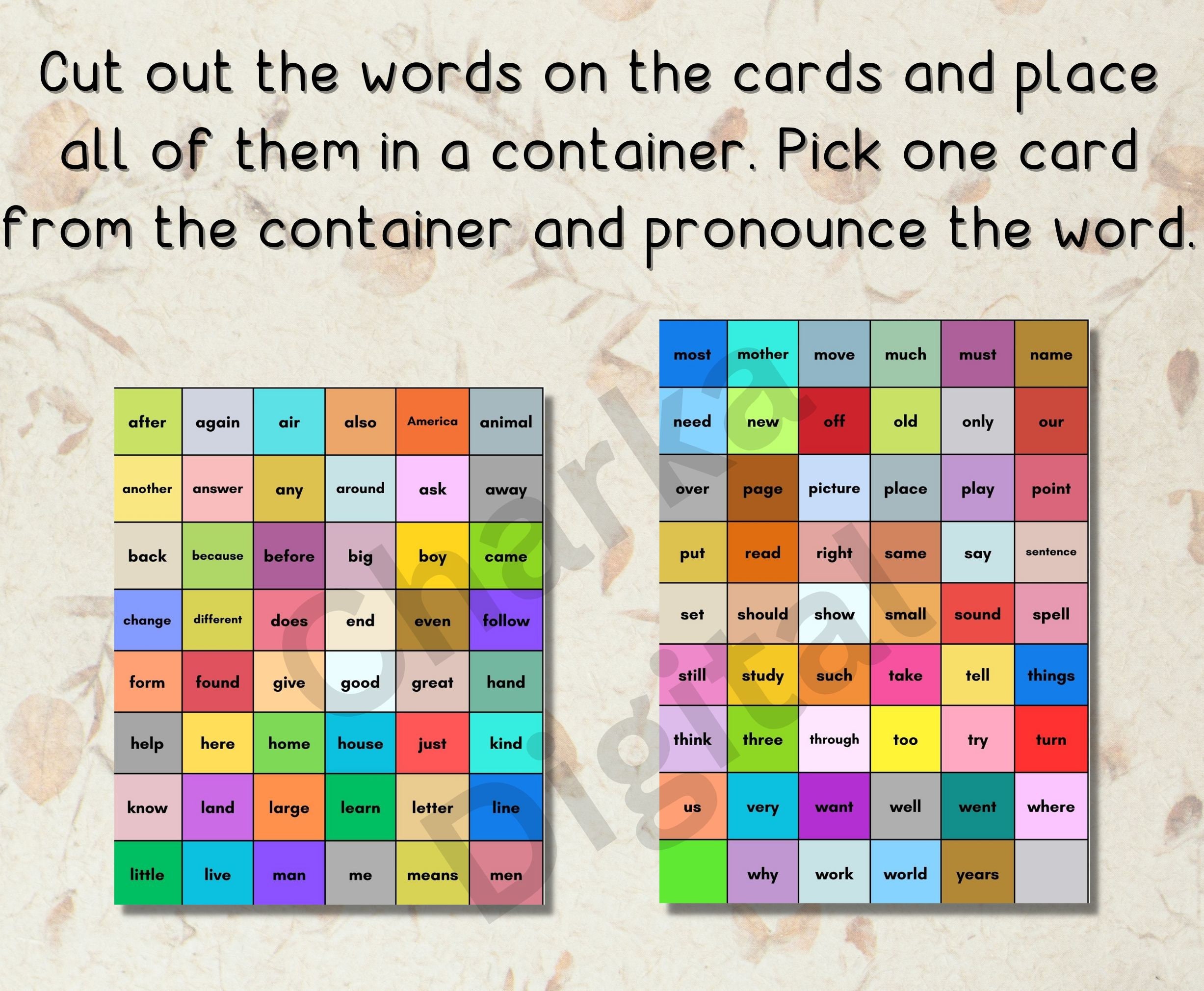 Printable Fry 2nd 100 Sight Words Bingo Cards, Educational Game, 2nd ...