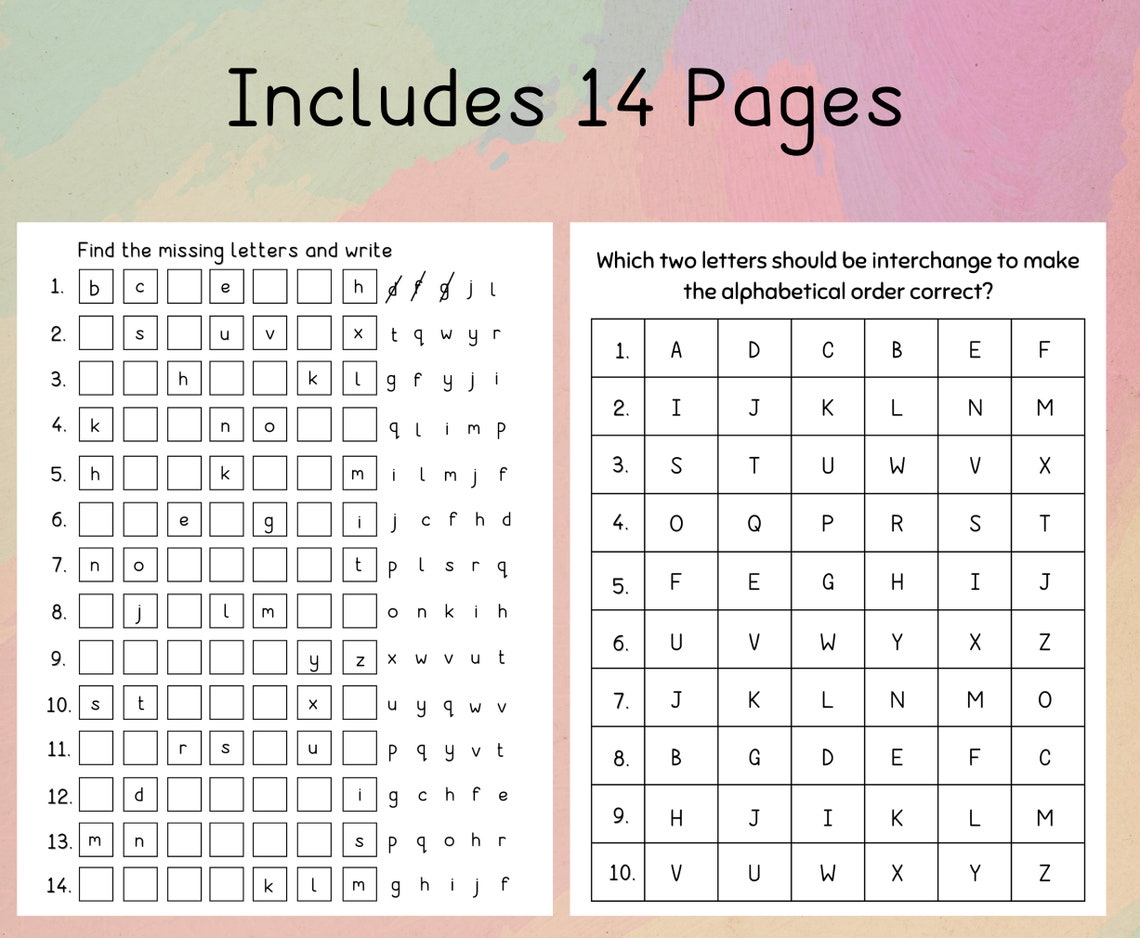 Printable Alphabet Sequencing Worksheets, Alphabetical Order Practice ...