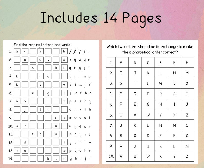 Printable Alphabet Sequencing Worksheets, Alphabetical Order Practice ...