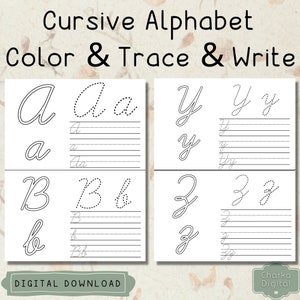 Printable Color and Trace and Write Cursive Alphabet Worksheets ...