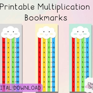 Printable Multiplication Table Bookmarks, 1 to 10 Times Table Chart ...