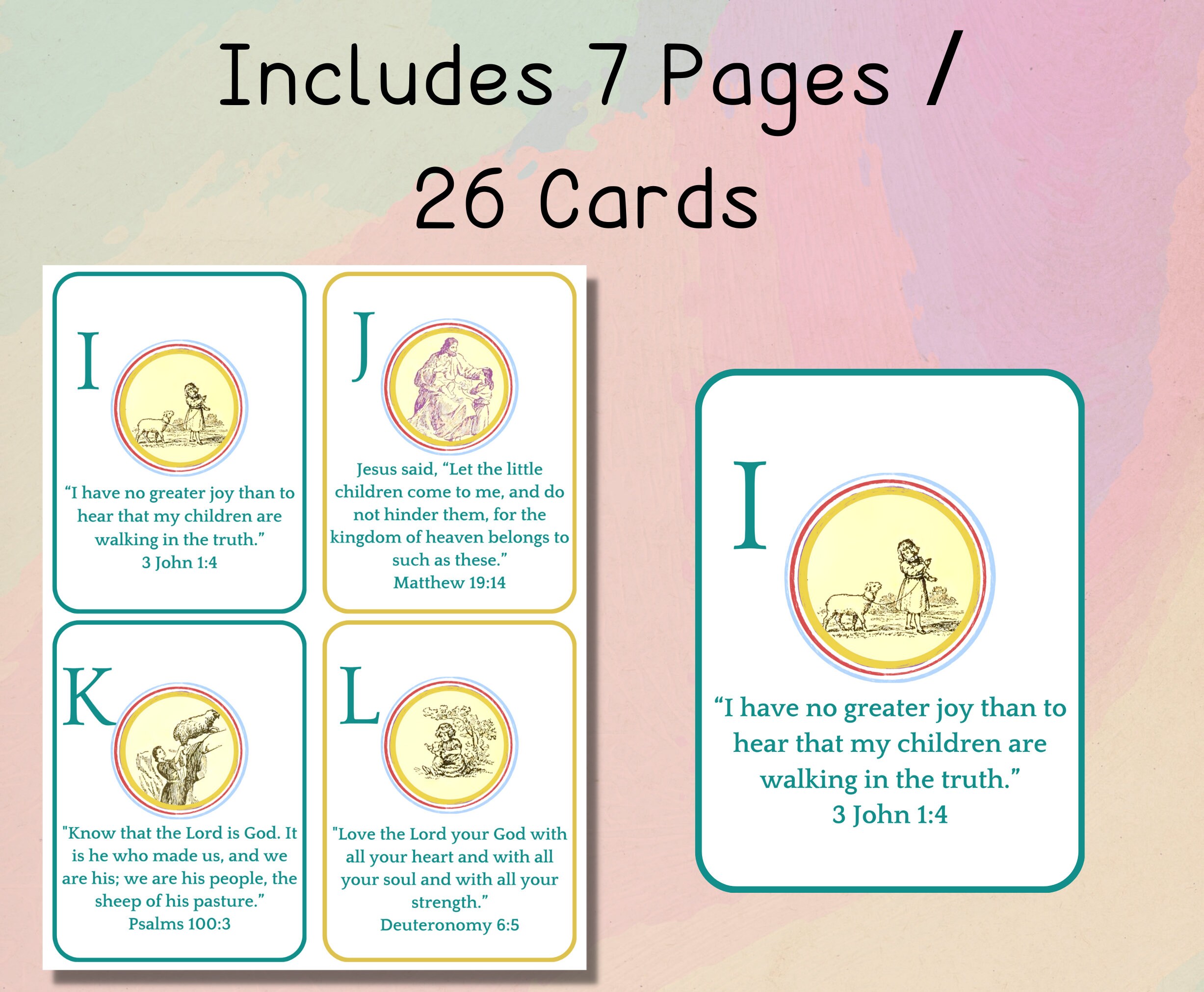Printable Alphabet Bible Verse Flashcards, Scripture Cards for Kids ...