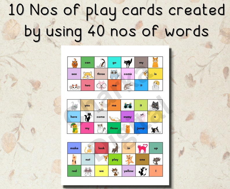 Printable Pre-primer Dolch Sight Words Bingo, Preschool Educational ...