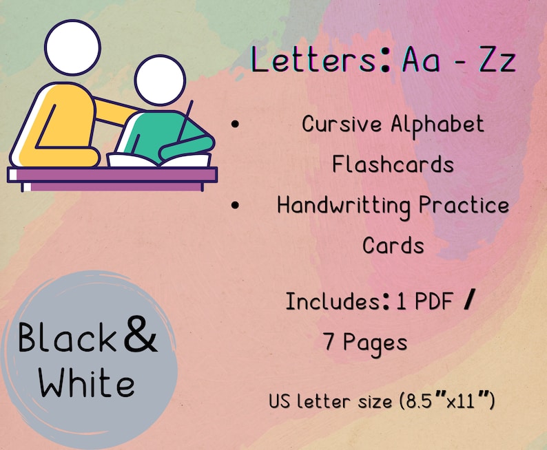Cursive Alphabet Matching Flashcards, Printable Cursive Letters Tracing ...