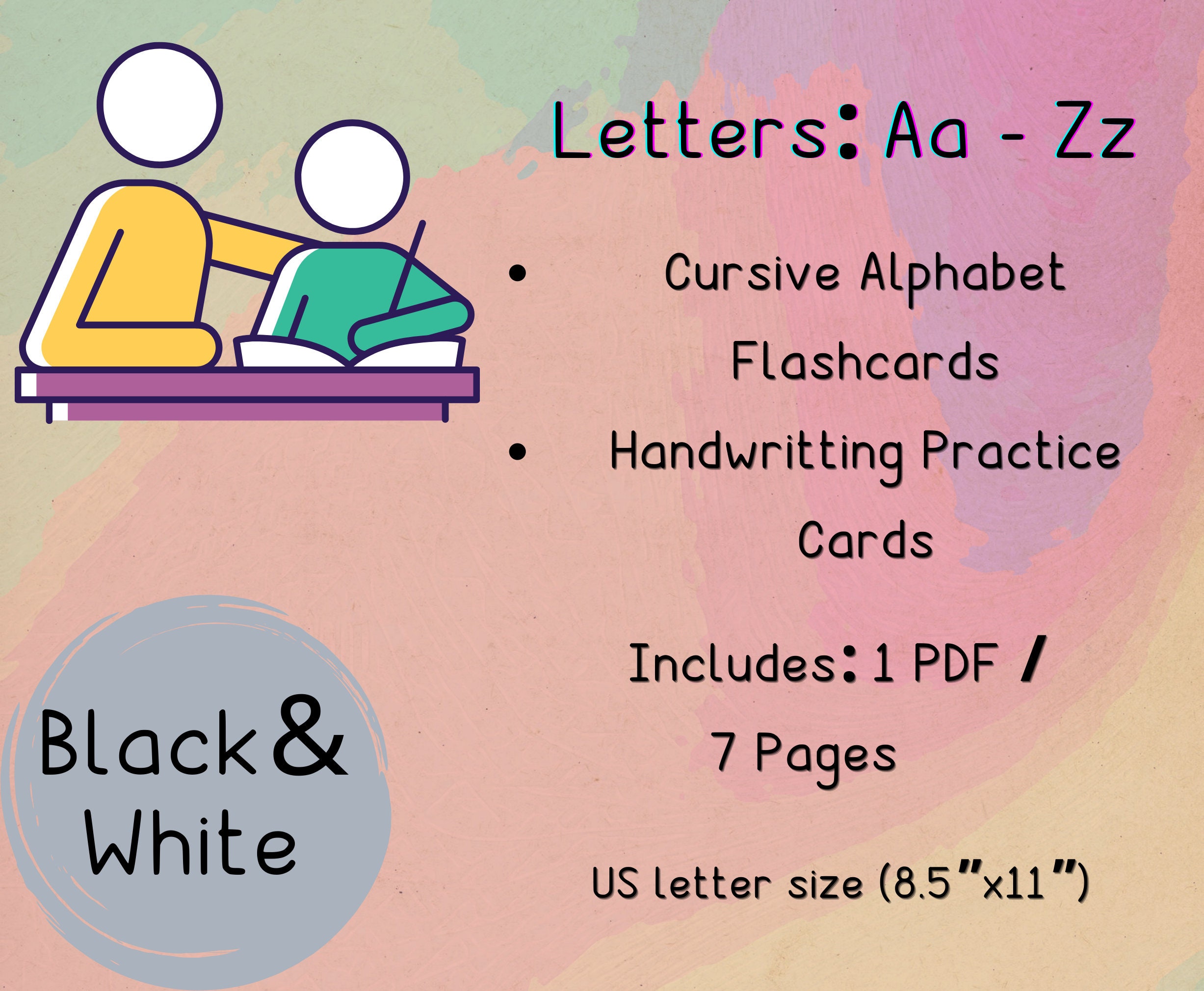 Cursive Alphabet Matching Flashcards, Printable Cursive Letters Tracing ...