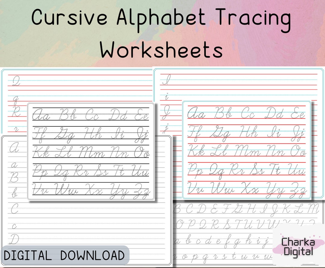 Cursive Alphabet Letter Tracing Worksheets, Handwritting Practice Pages ...