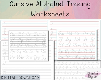Printable Cursive Alphabet Tracing Pages, Handwritting Practice ...