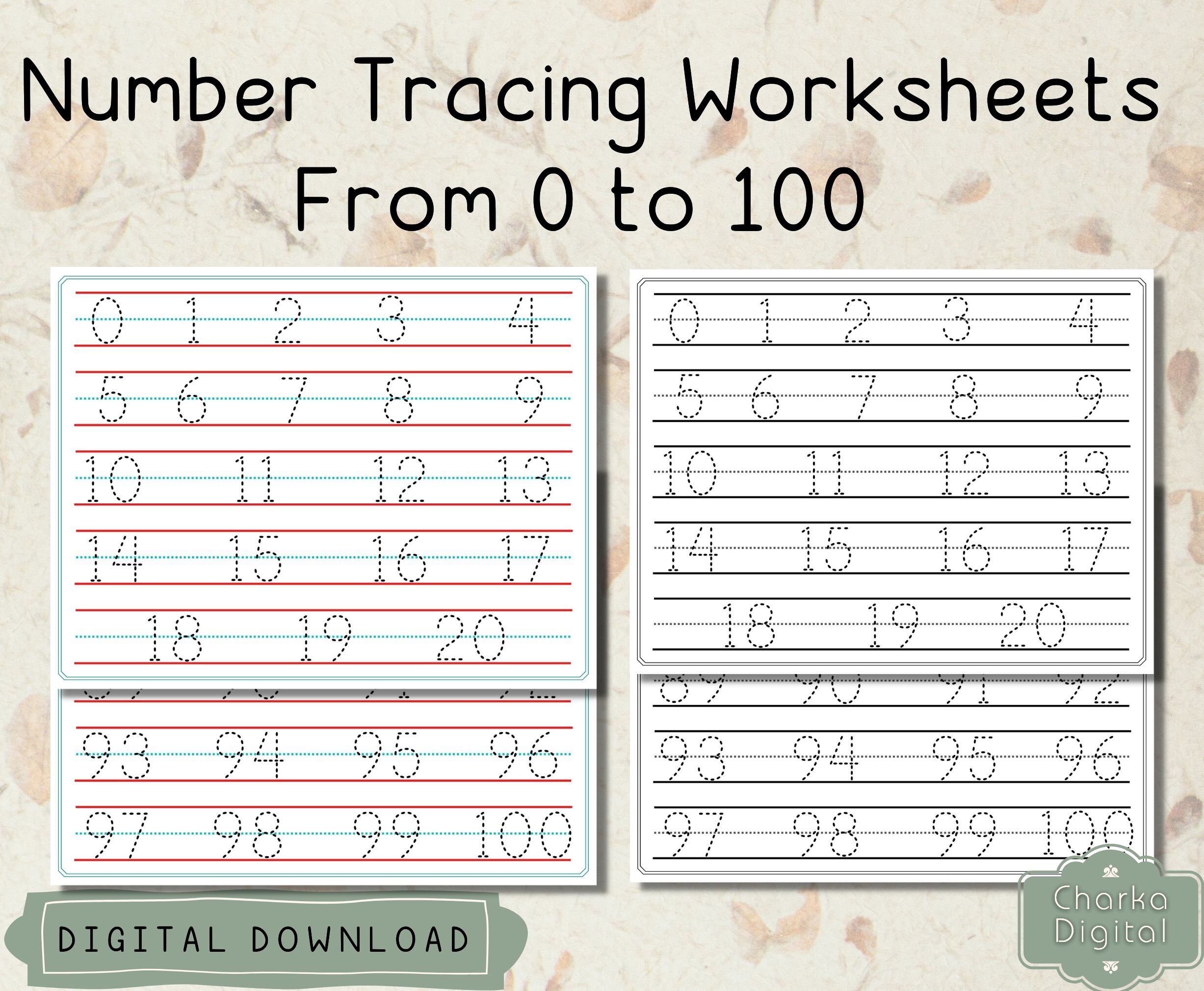 Printable Numbers Tracing Pages 0 to 100, Handwriting Practice ...