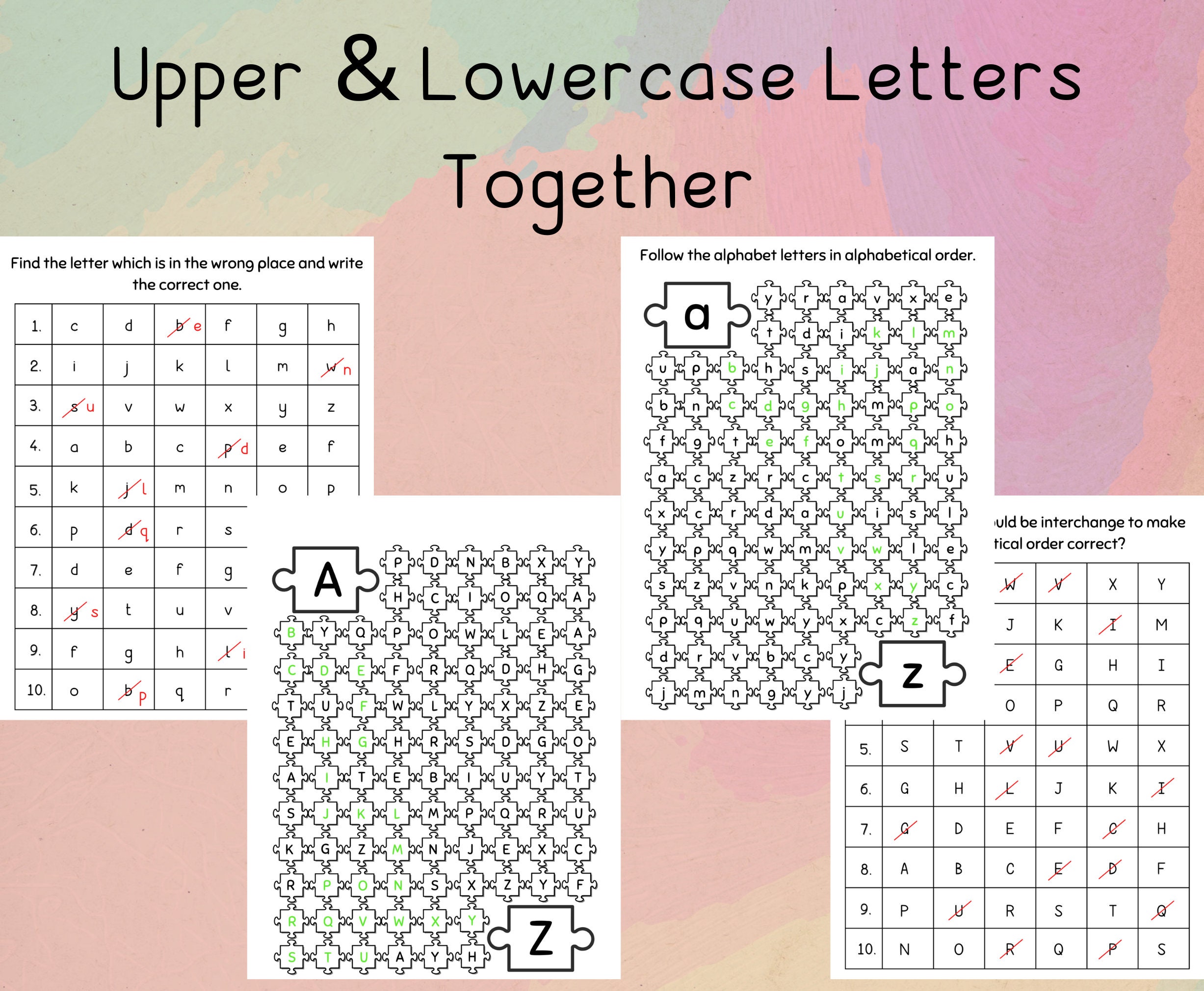 Printable Alphabet Sequencing Worksheets, Alphabetical Order Practice ...