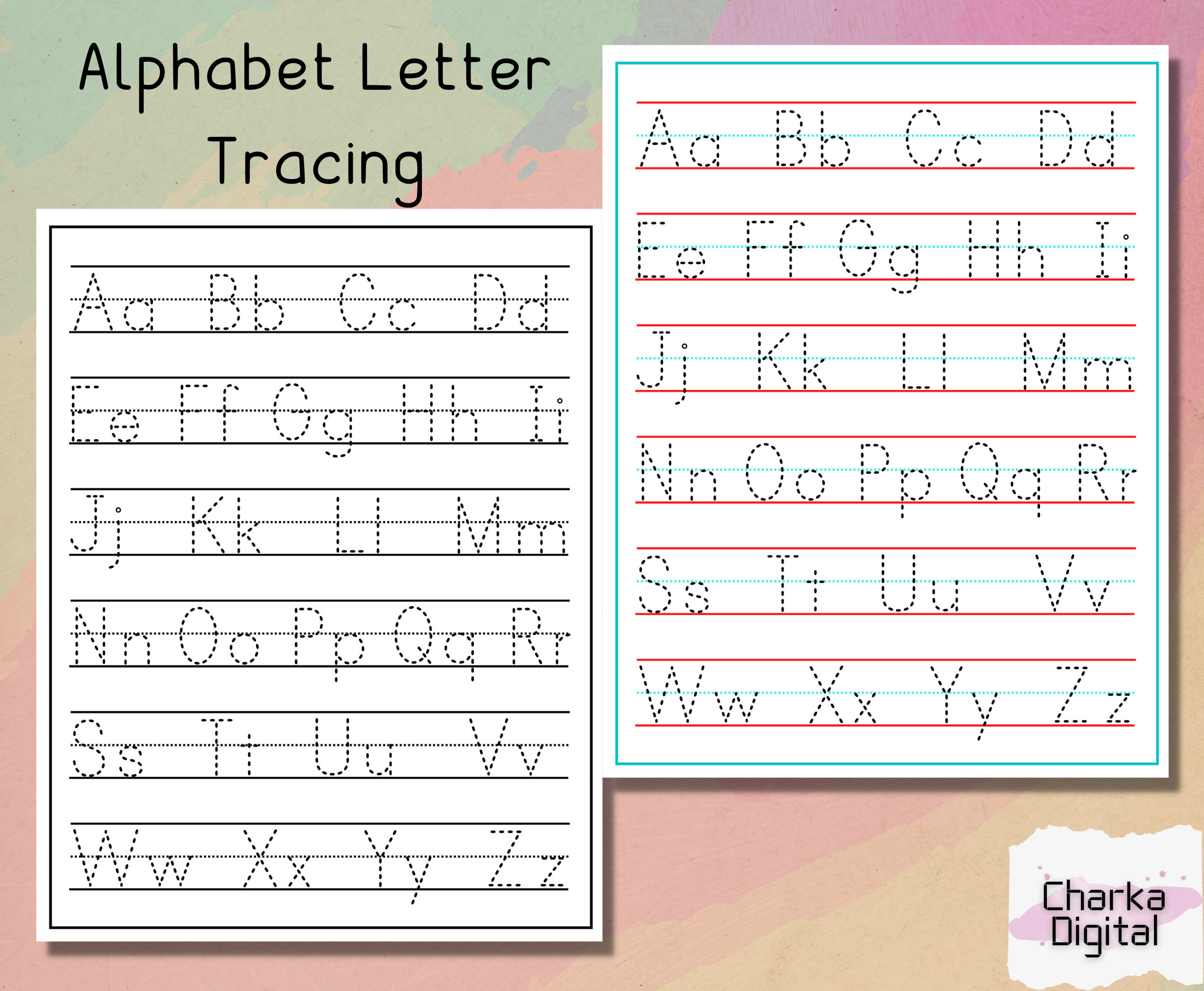 Printable Alphabet Letters Tracing Page, Handwriting Practice, Dotted ...