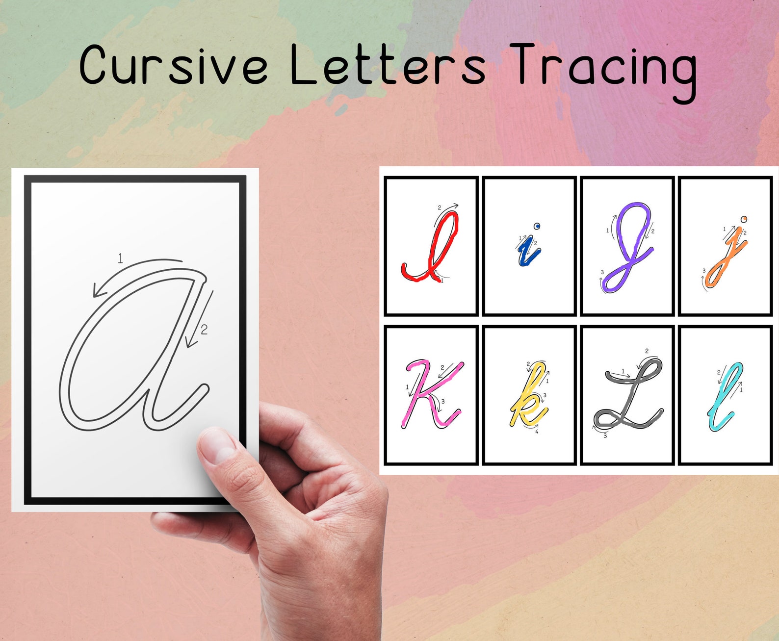 Cursive Alphabet Matching Flashcards, Printable Cursive Letters Tracing ...