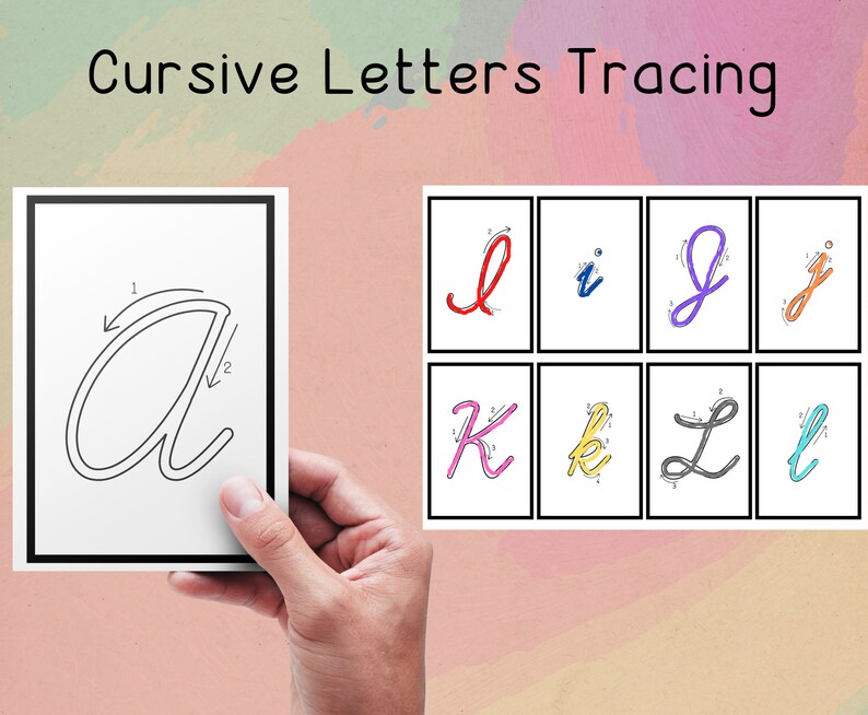 Cursive Alphabet Matching Flashcards, Printable Cursive Letters Tracing ...