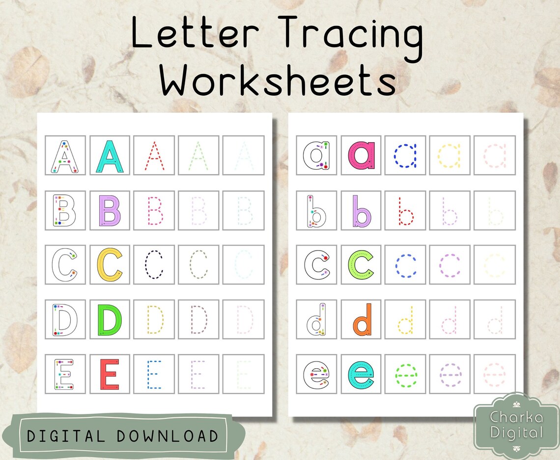 Printable Uppercase and Lowercase Tracing Worksheets, Handwritting ...