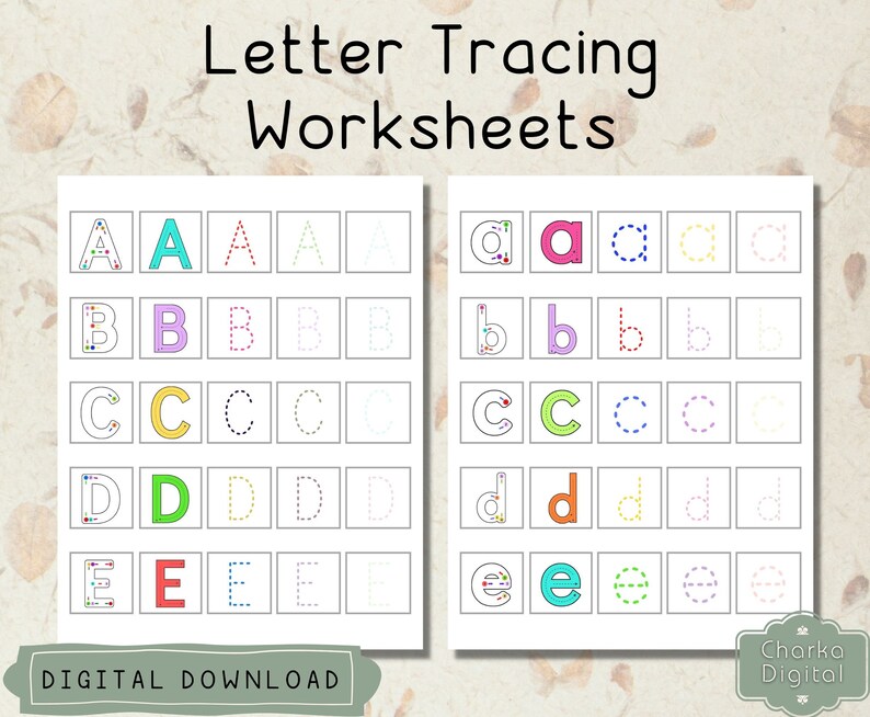 Printable Uppercase and Lowercase Tracing Worksheets, Handwritting ...