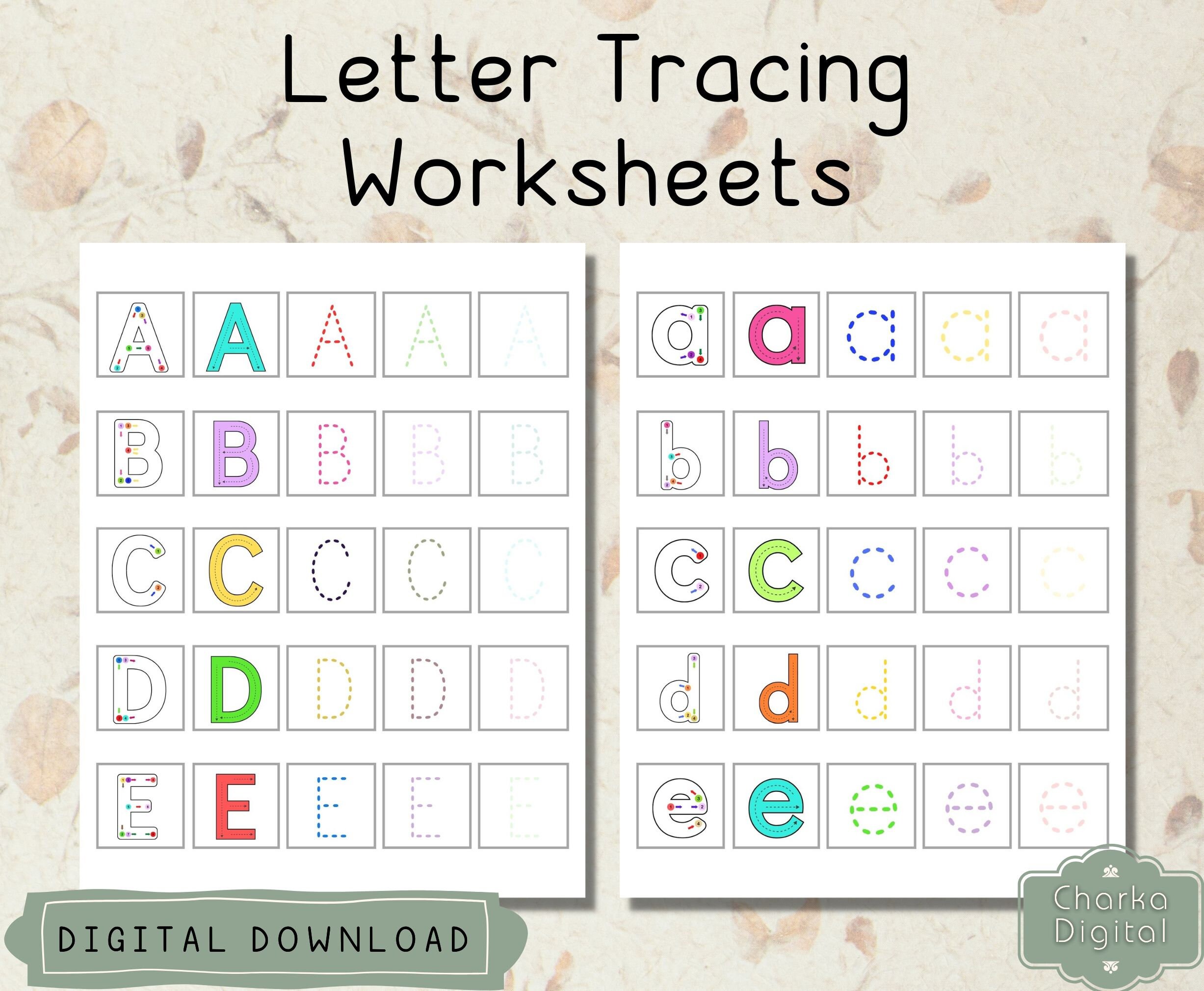 Printable Uppercase and Lowercase Tracing Worksheets, Handwritting ...