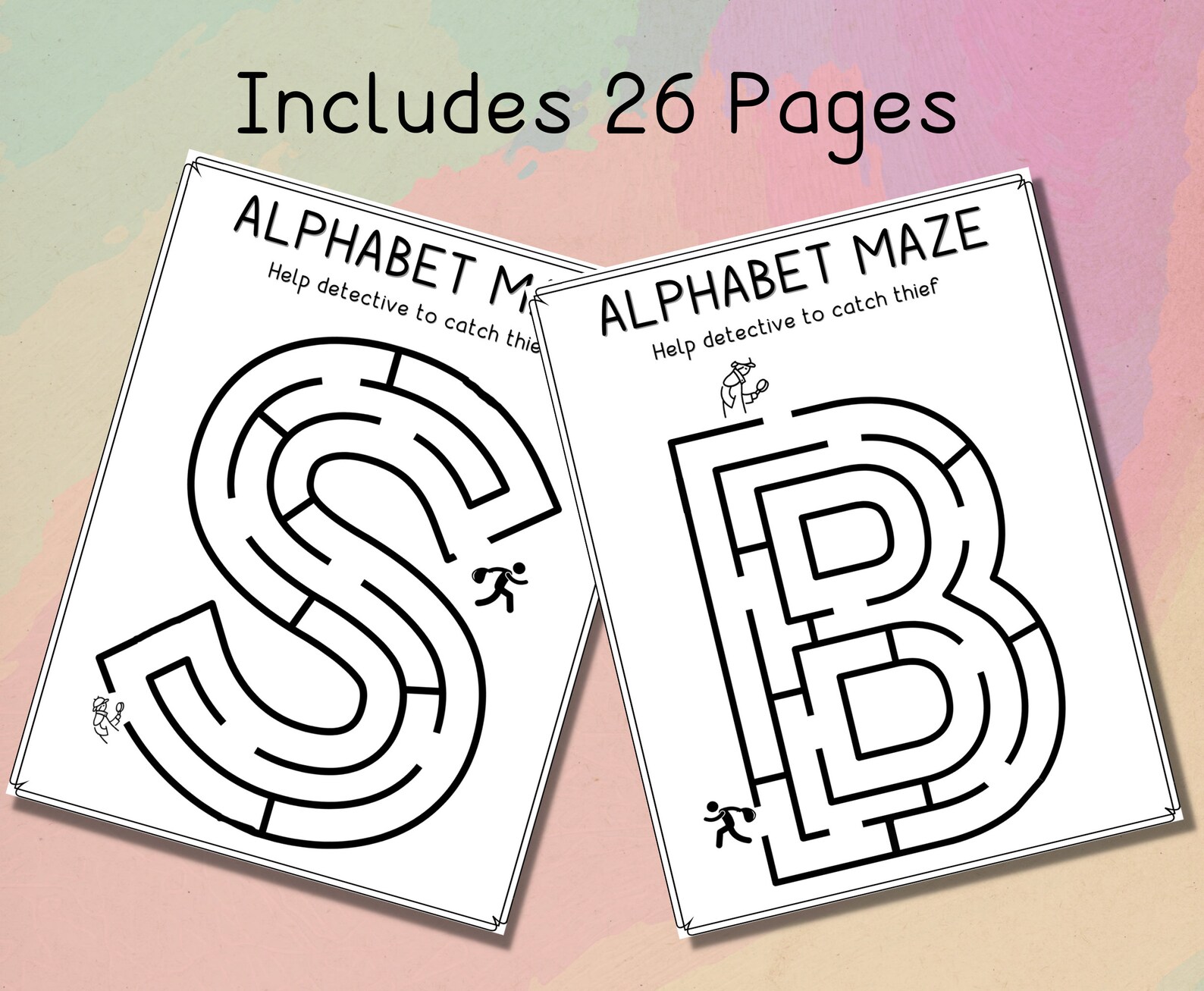 Alphabet Maze Worksheets for Kids, Letter Recognition, Maze Games, ABC ...