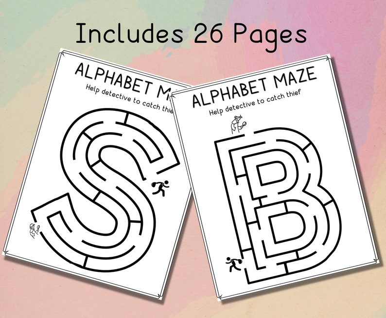 Alphabet Maze Worksheets for Kids, Letter Recognition, Maze Games, ABC ...