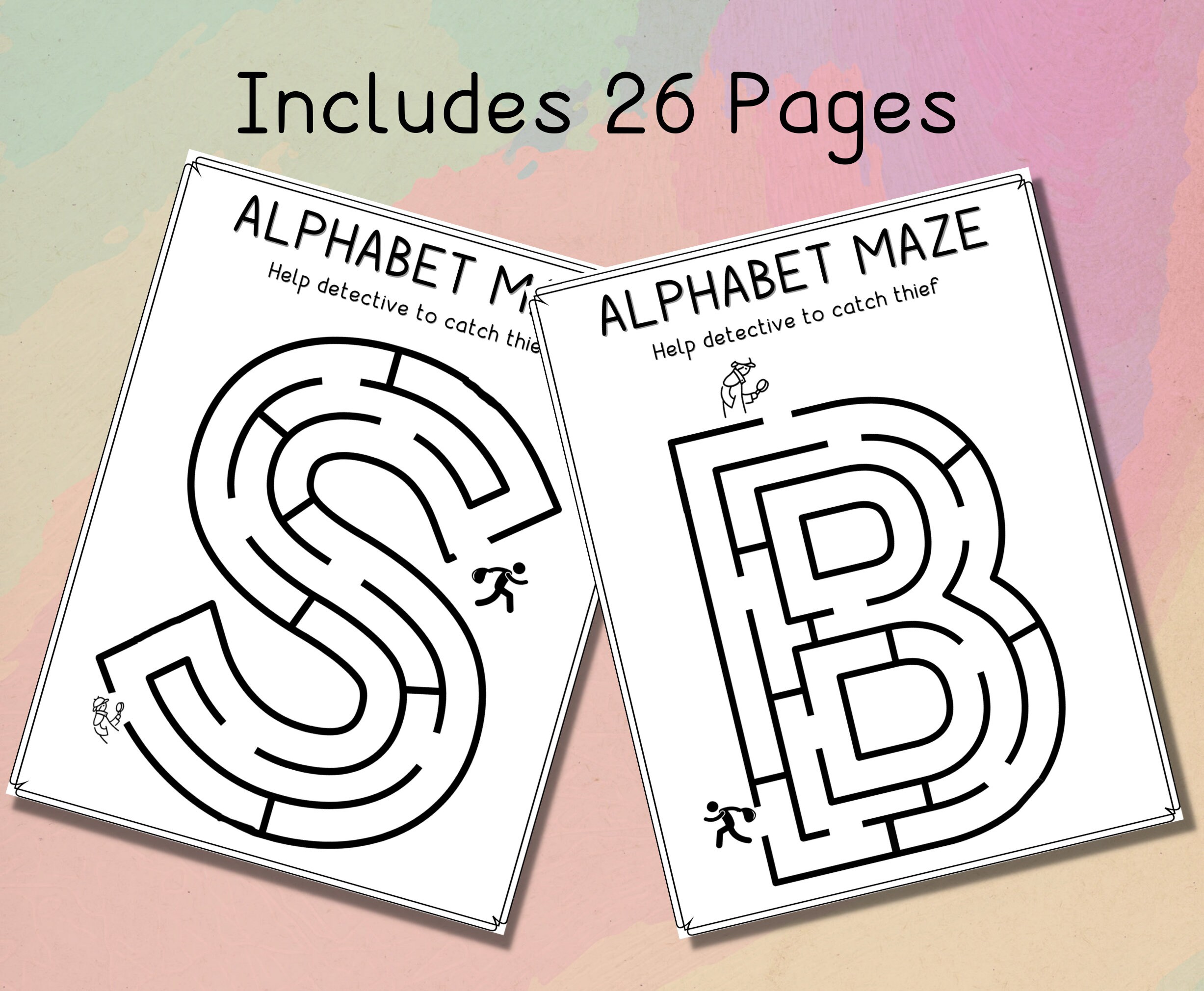 Alphabet Maze Worksheets for Kids, Letter Recognition, Maze Games, ABC ...