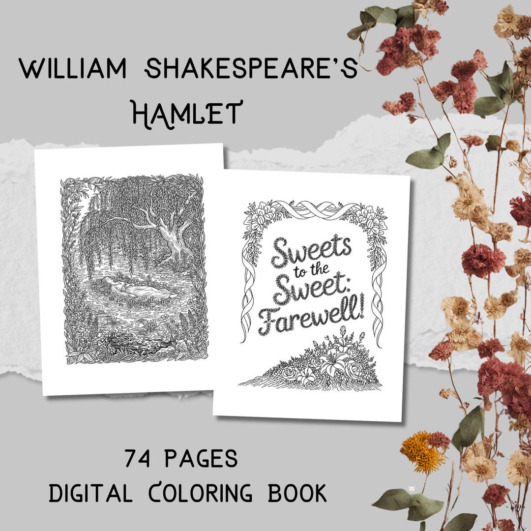 Hamlet Digital Coloring Book, Dark Academia Shakespeare Art, Printable ...